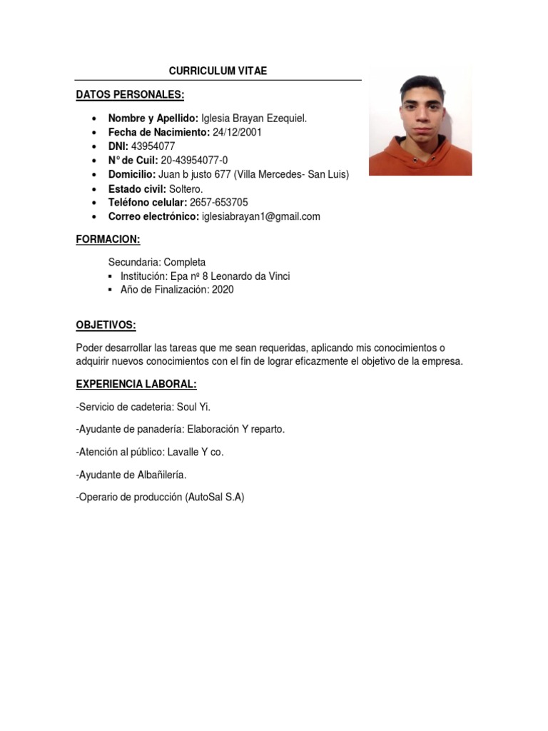 Curriculum Vitae- Iglesia Brayan 2-1 | PDF
