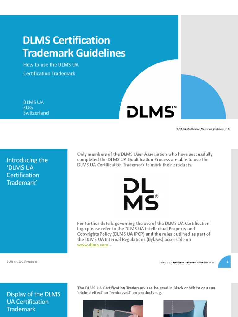 DLMS UA Certification Trademark Guidelines v1.0 | PDF | Trademark | Intellectual Works