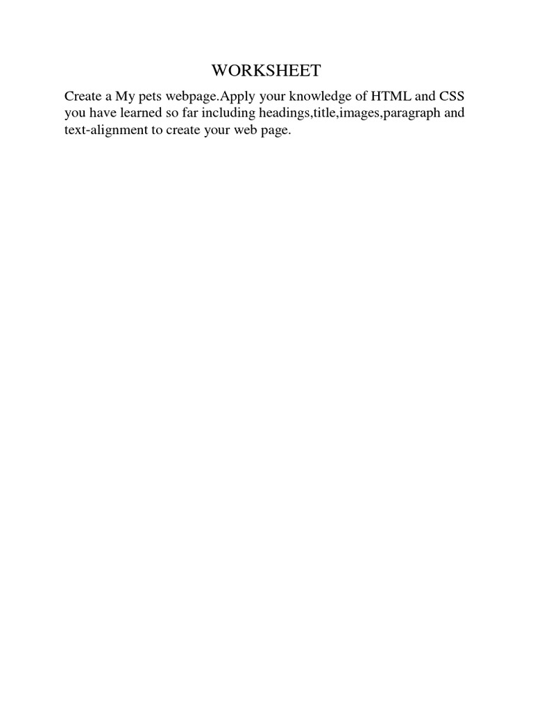 Htmlworksheet 1 | Pdf