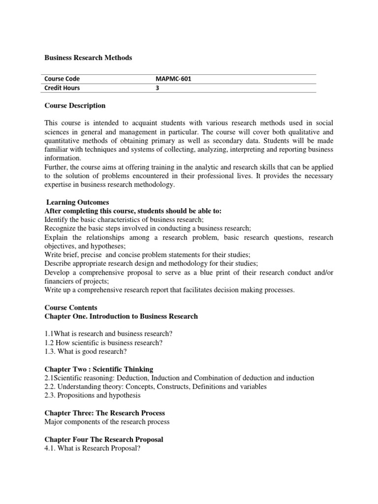 Course Code MAPMC-601 Credit Hours 3 | PDF | Methodology | Scientific ...