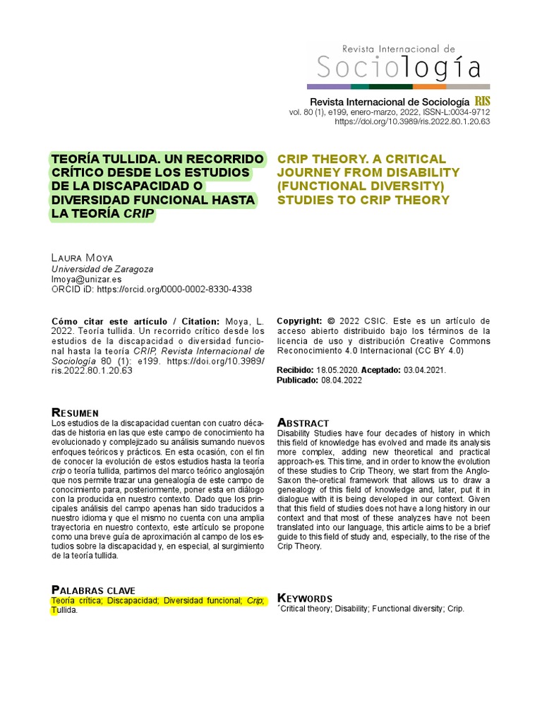 Moya - Teoría Crip | PDF | Queer | Invalidez
