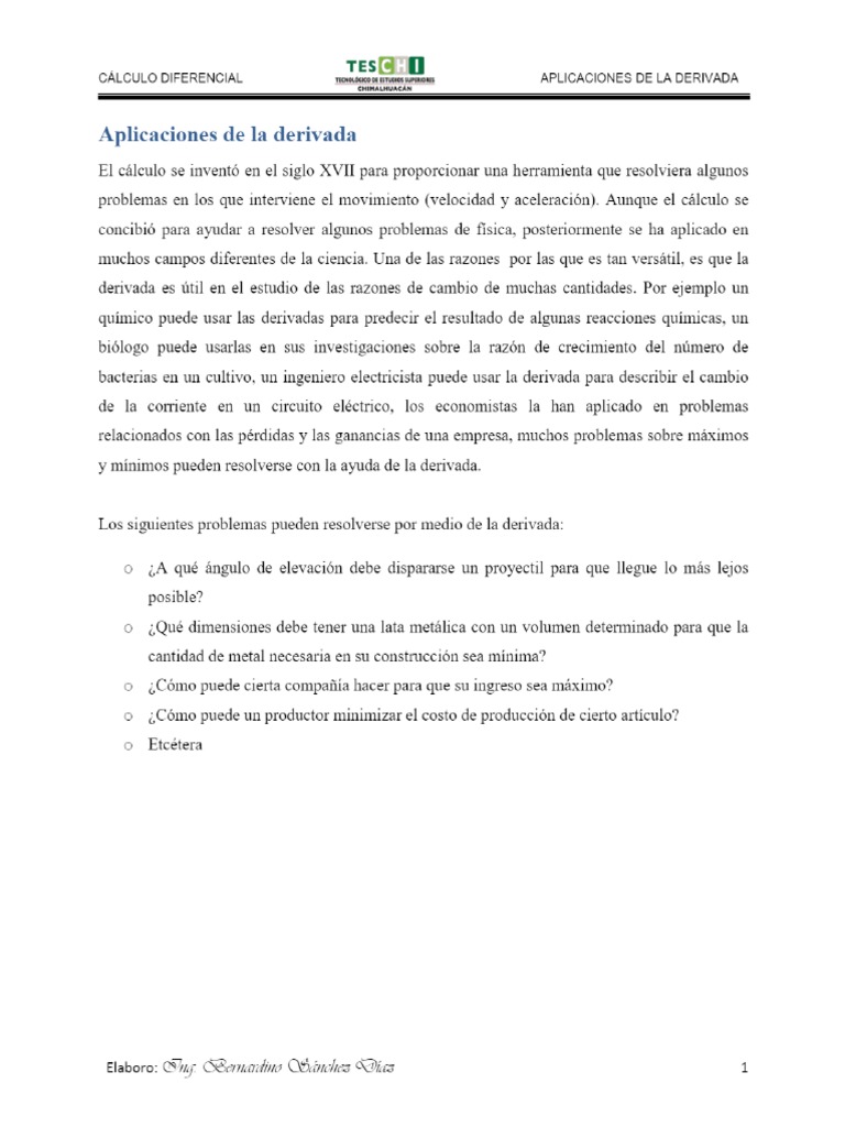 Aplicaciones de La Derivada | PDF