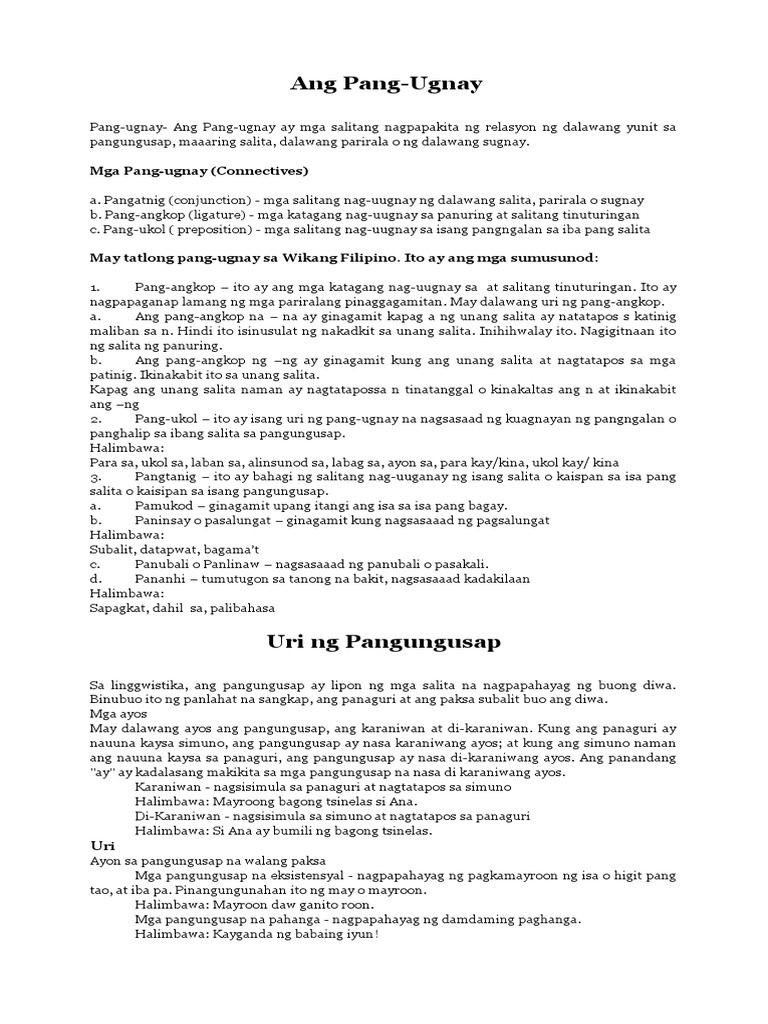 Ang Pang Ugnay | PDF