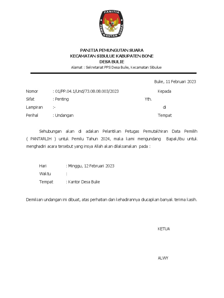 Surat Undangan PPS | PDF