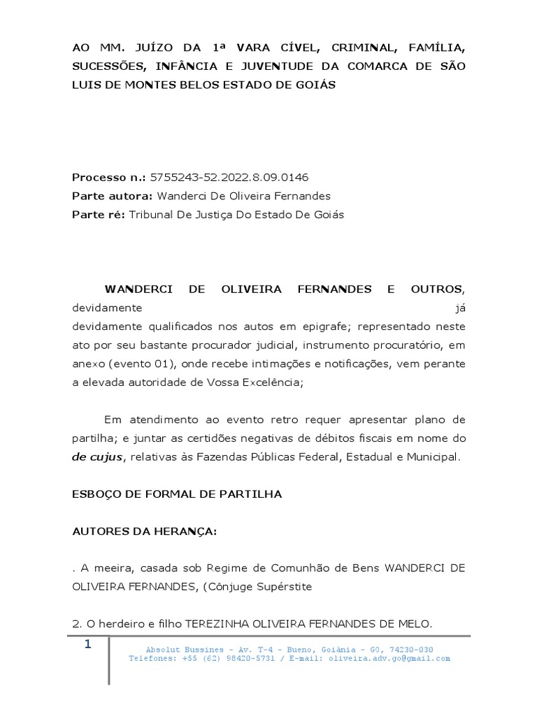 Petição Formal de Partilha | PDF