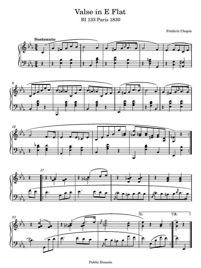 Waltz in E-Flat Major B.133 Posthumous - Frdric Chopin | PDF | Waltzes ...