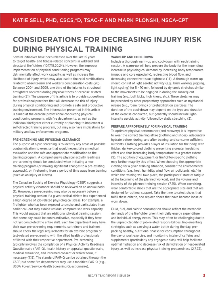 Considerations For Decreasing Injury Risk During PT | PDF | Strength ...