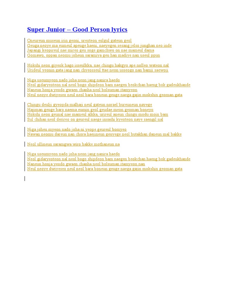 Super Junior - Good Person Lyrics | PDF