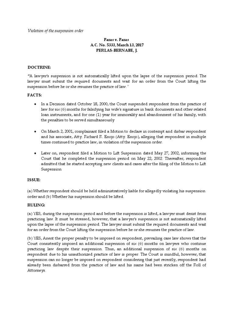 Paras v. Paras | PDF | Practice Of Law | Disbarment