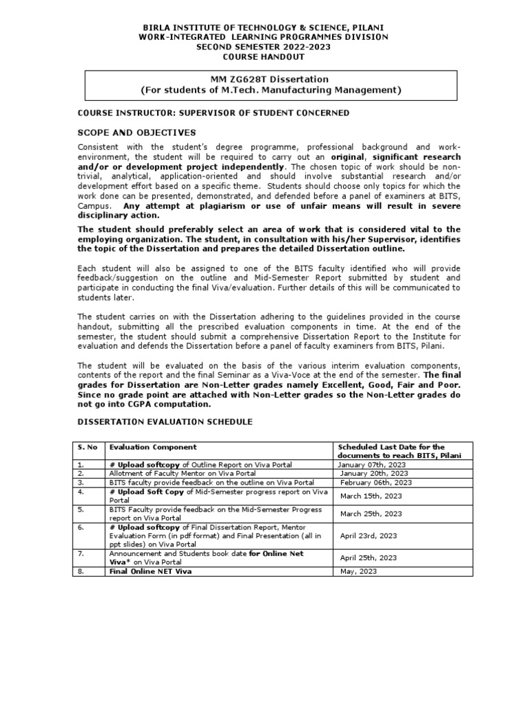 MM ZG628T Course Handout | PDF | Thesis | Engineering