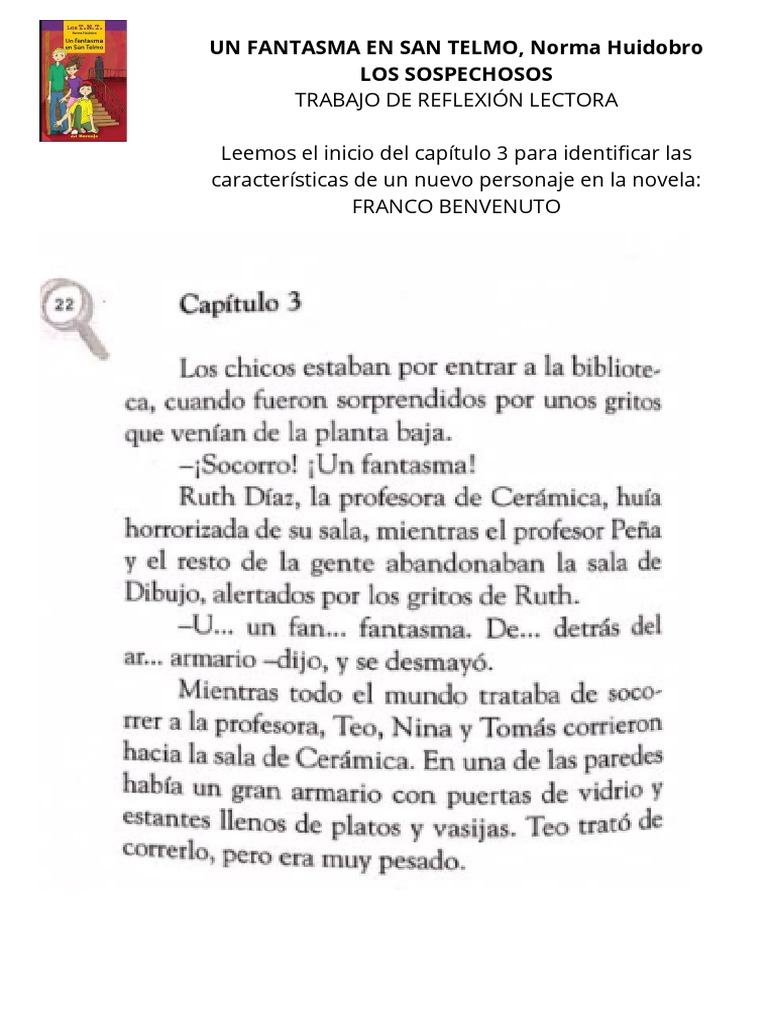 Un Fantasma en San Telmo Los Sospechosos Trabajo de Reflexión Lectora | PDF