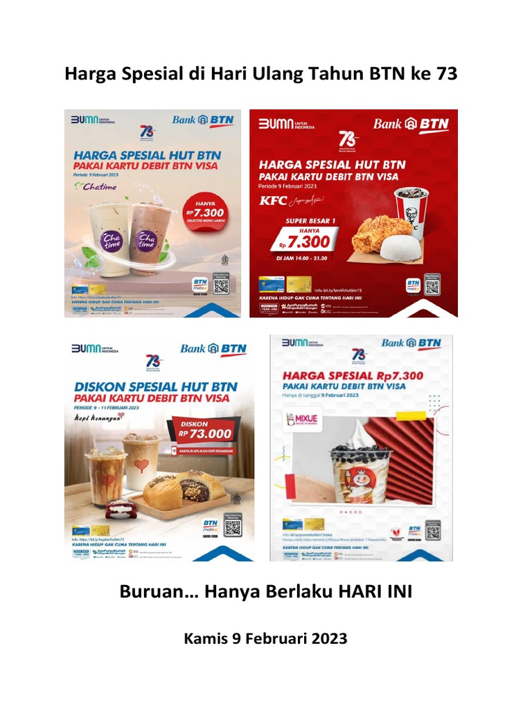 Promo Ulang Tahun BTN ke-73 | PDF