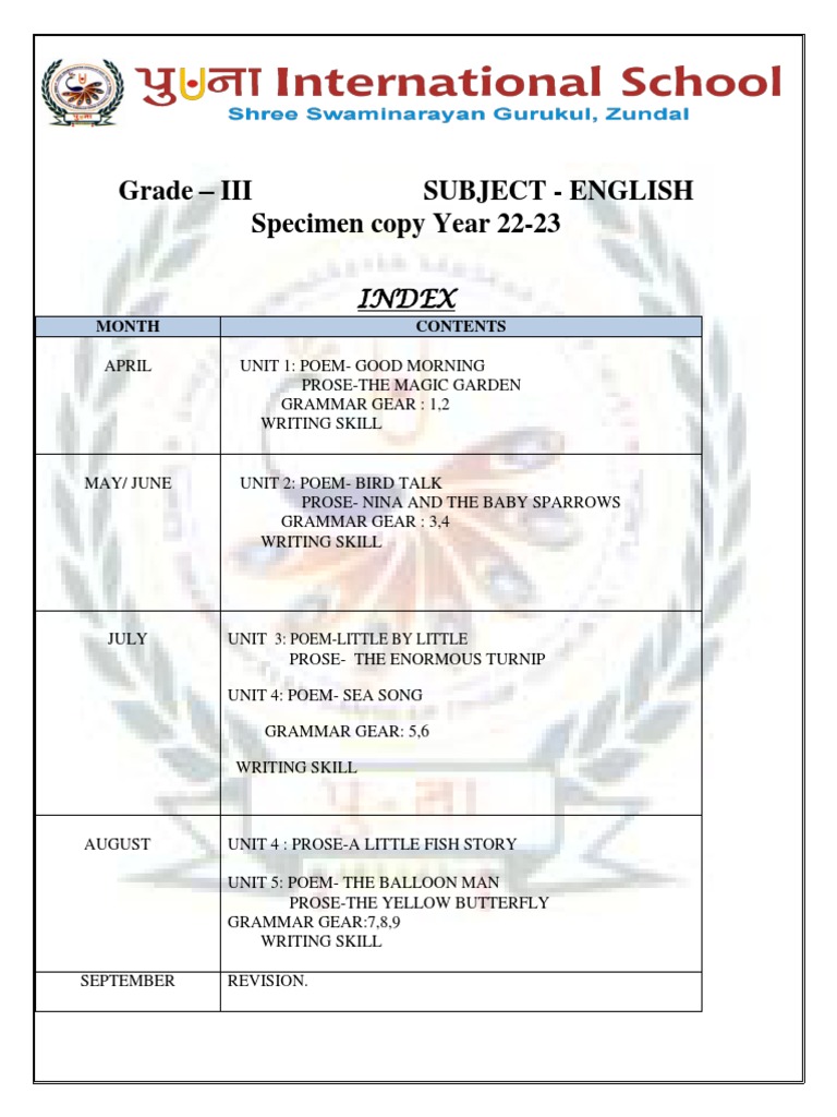 Grade 3 English Curriculum Overview | PDF | Trees | Turnip
