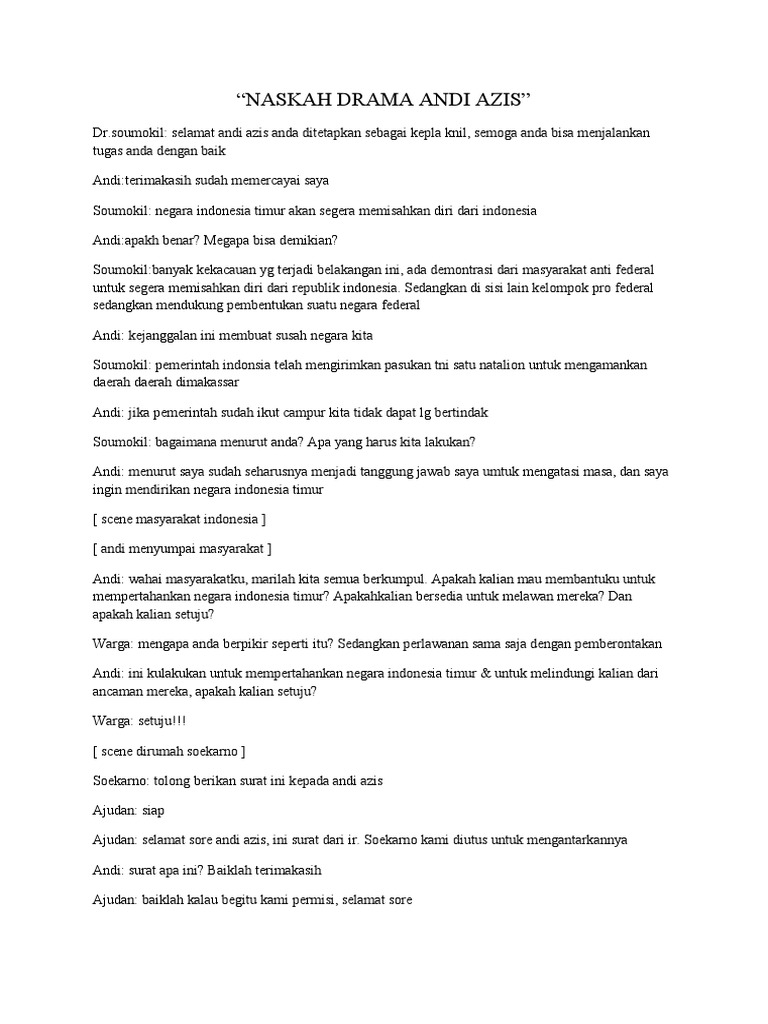 Naskah Drama Andi Azis | PDF