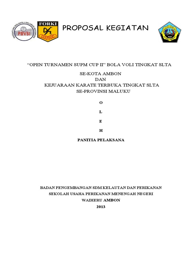 Proposal Kegiatan Open Turnamen Supm Cup II Bola Voli Tingkat Slta Se-Kota Ambon Dan Kejuaraan ...