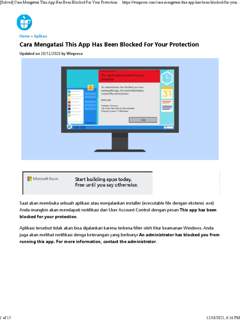(Solved) Cara Mengatasi This App Has Been Blocked For Your Protection | PDF