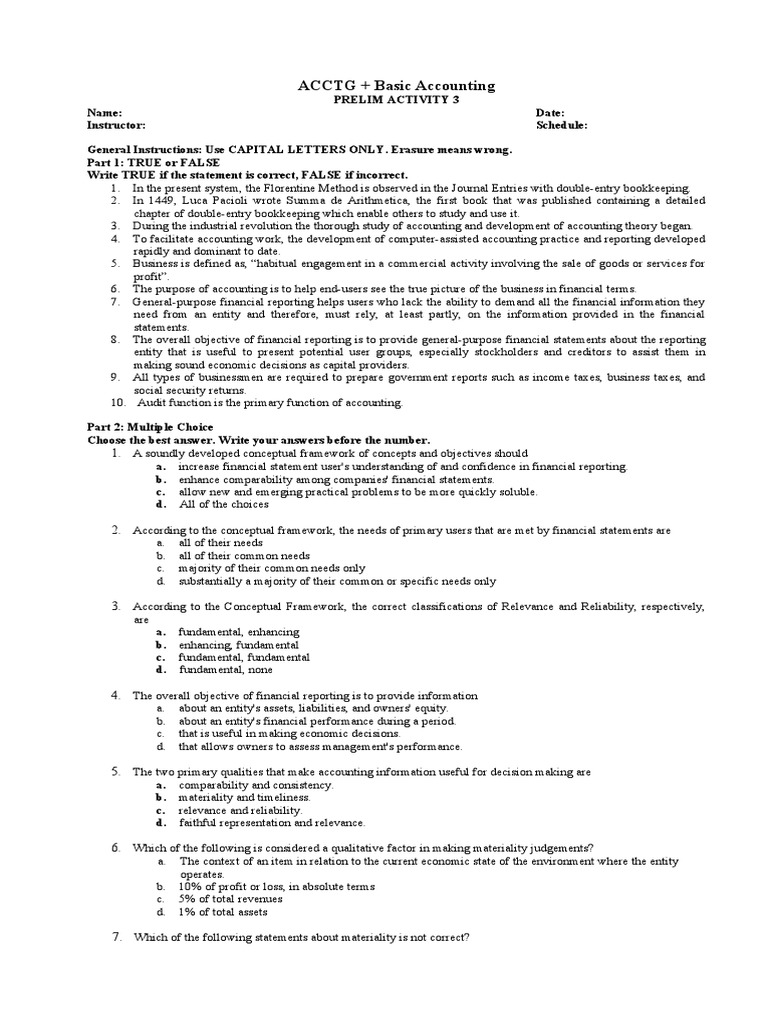 ACCTG + PRELIM Activity With Key Answers (Lesson 1.1-1.4) - WPS PDF ...