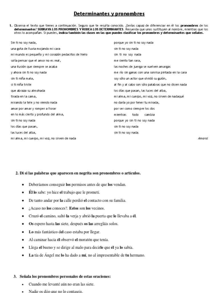 Determinantes y Pronombres | PDF | Adverbio | Lingüística