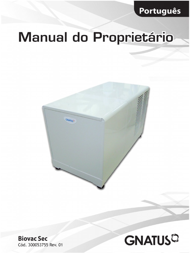 Bomba de V+ícuo Gnatus Bio Vac Sec - Manual Do Propriet+írio | PDF | Bomba | Embalagem e rotulagem
