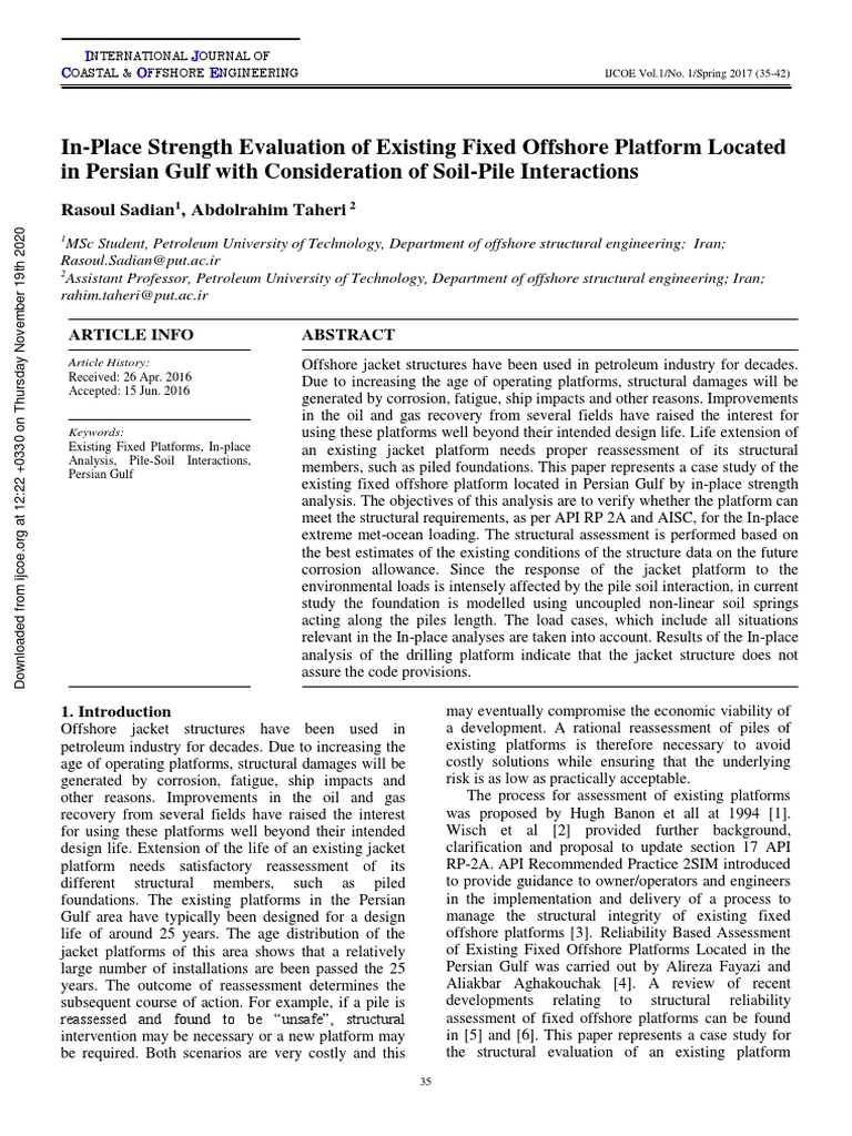 In-Place Strength Evaluation of Existing Fixed Offshore Platform | Download Free PDF | Deep ...