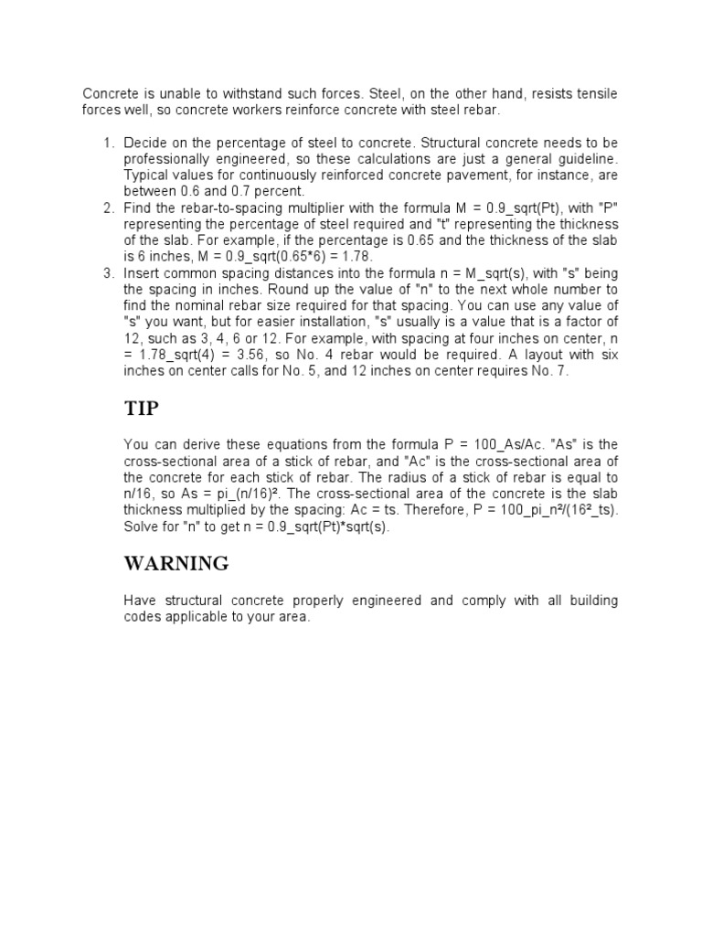 Reinforcing Concrete with Steel Rebar Guide | PDF