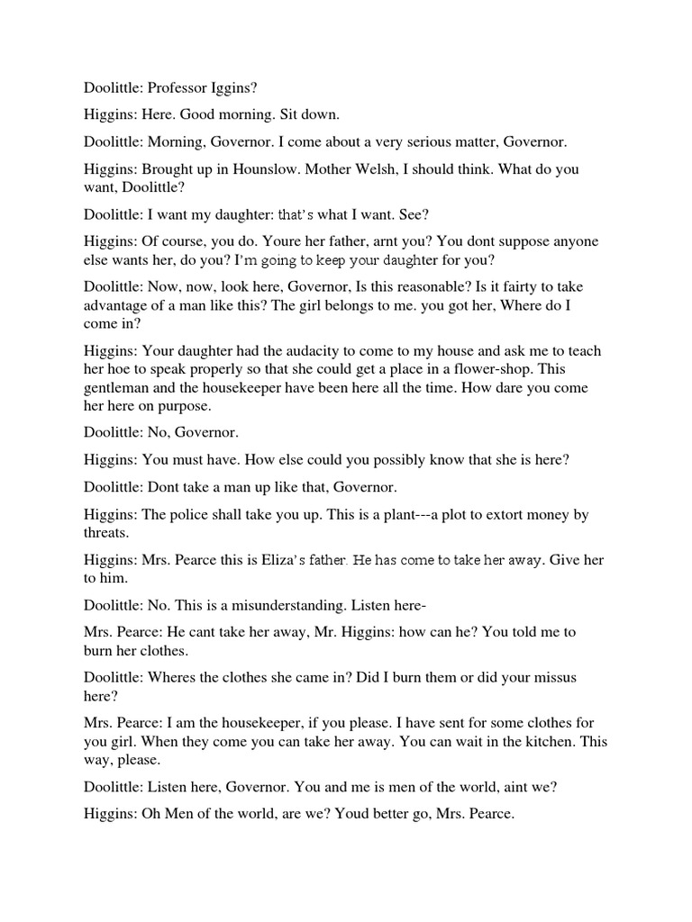 Drama Script | PDF | Pygmalion (Play)