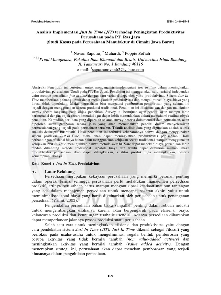 Analisis Implementasi Just in Time (Jit) Terhadap Peningkatan ...