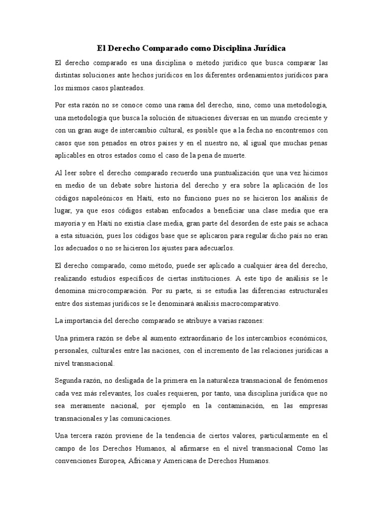 El Derecho Comparado Como Disciplina Jurídica | PDF | Ley comparativa ...