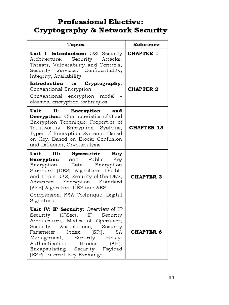 Professional Elective: Cryptography & Network Security | PDF