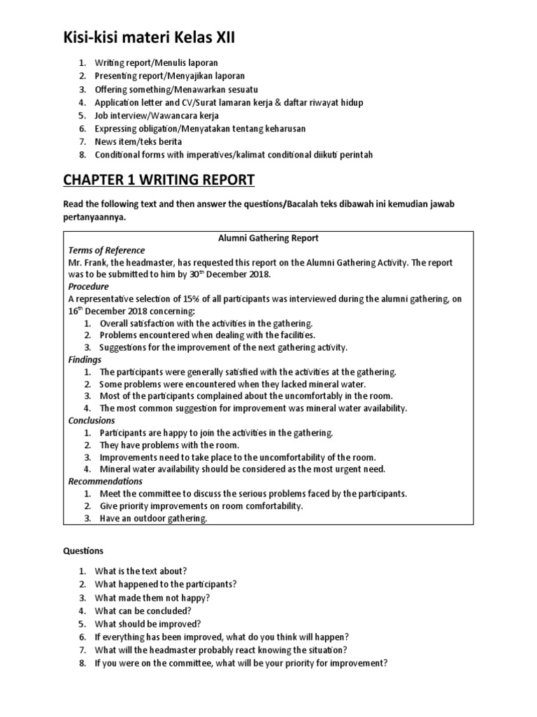 Chapter 1 Writing Report (Part 1) | PDF
