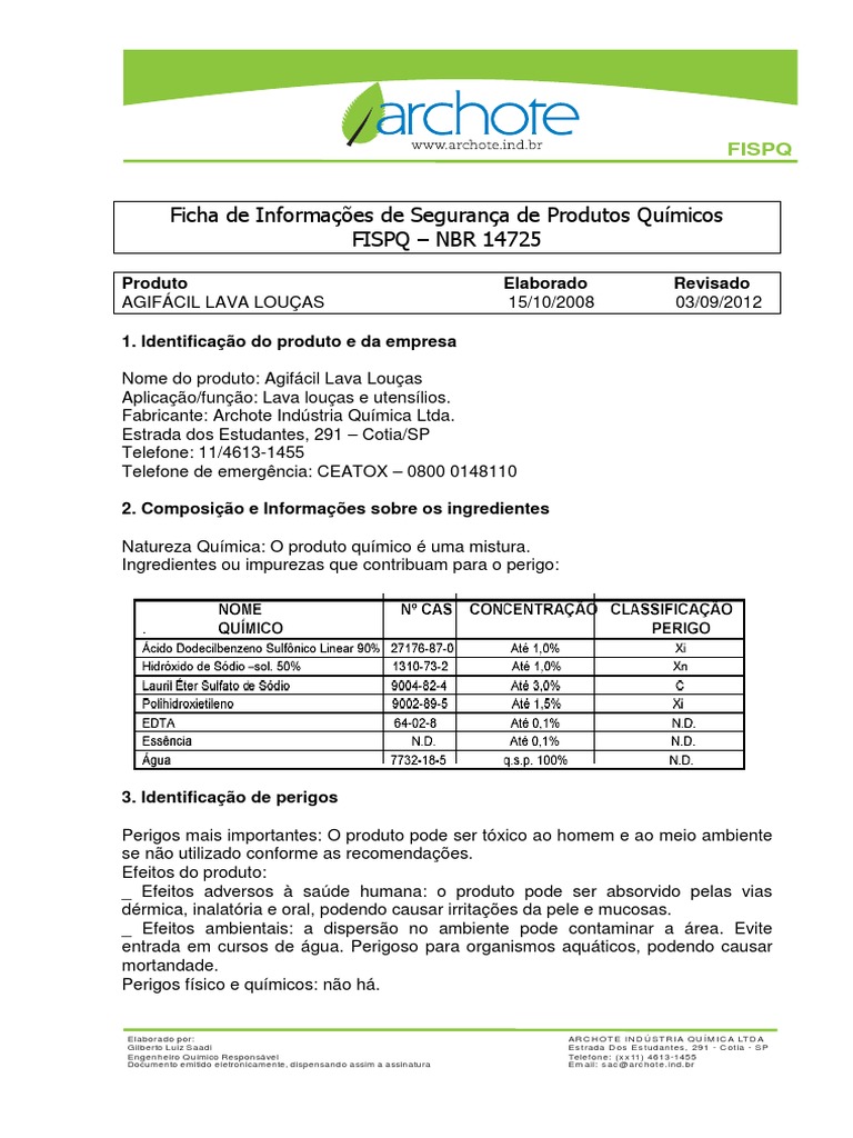 004 - DETERGENTE AGI - Agifácil Lava Louças - Archote 03.09.2012 | PDF ...