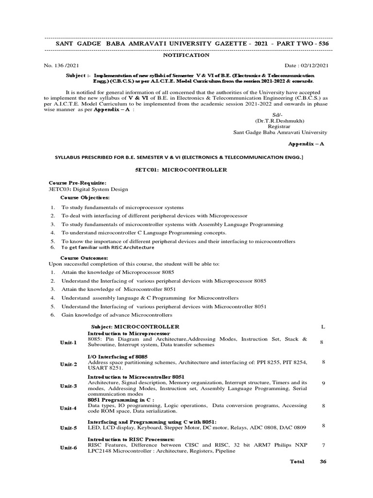 Extc 5TH Sem Syll 2021 | PDF | Control Theory | Computer Network