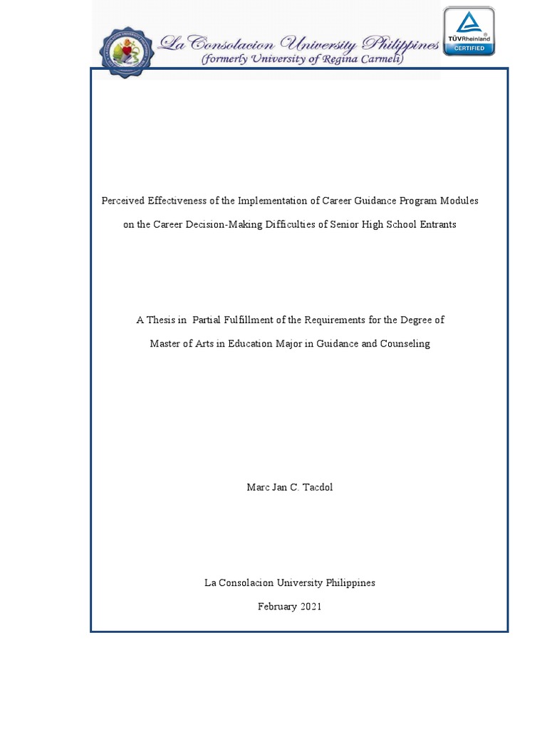 Perceived Effectiveness of The Implementation of Career Guidance ...