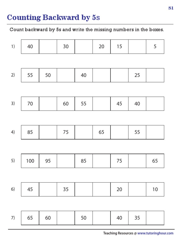 Missing Numbers 5s 1 | PDF