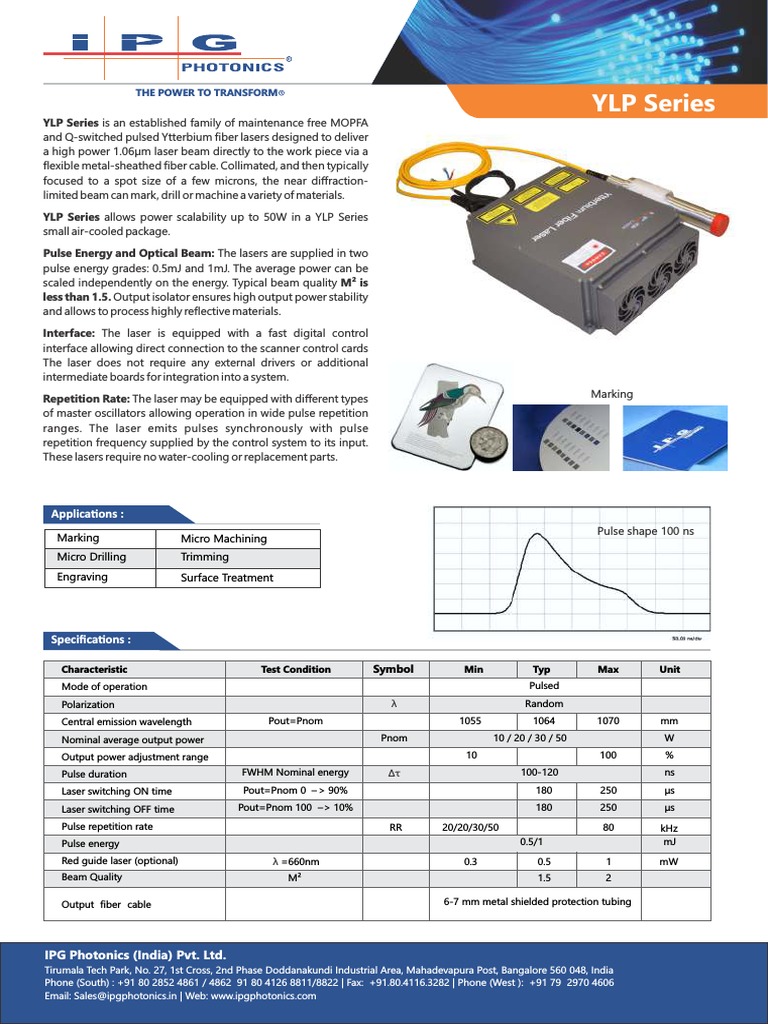 Low Power Laser Sources Ylp 1 W 100 W in CW | PDF