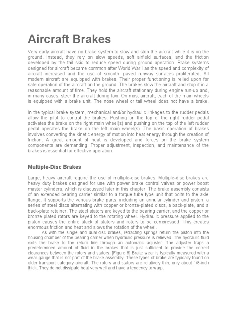 Aircraft Brakes | PDF | Brake | Aircraft Flight Control System