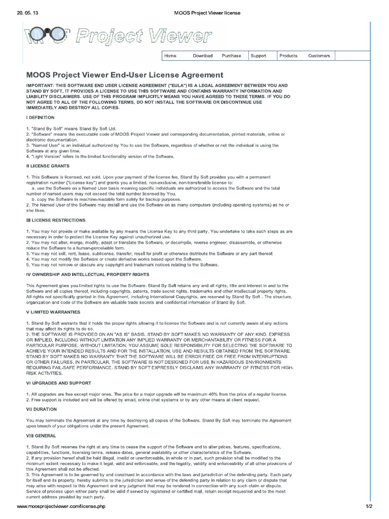 MOOS Project Viewer License | PDF