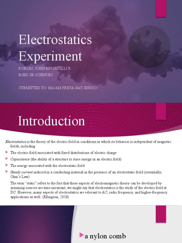 ROBLES, John Bernoulli R. Laboratory Experiment 1 | PDF | Electrostatics | Electric Field