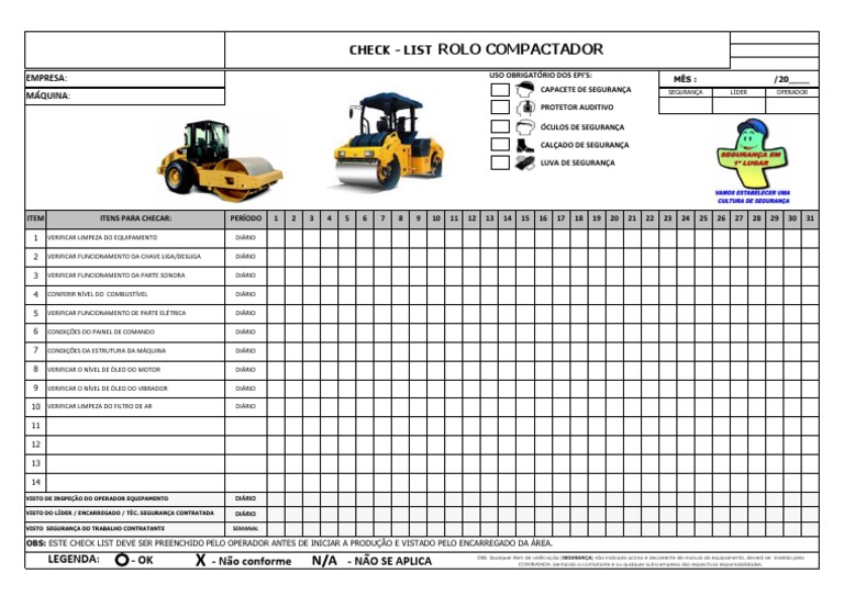 Modelo de Check List ROLO COMPACTADOR | PDF