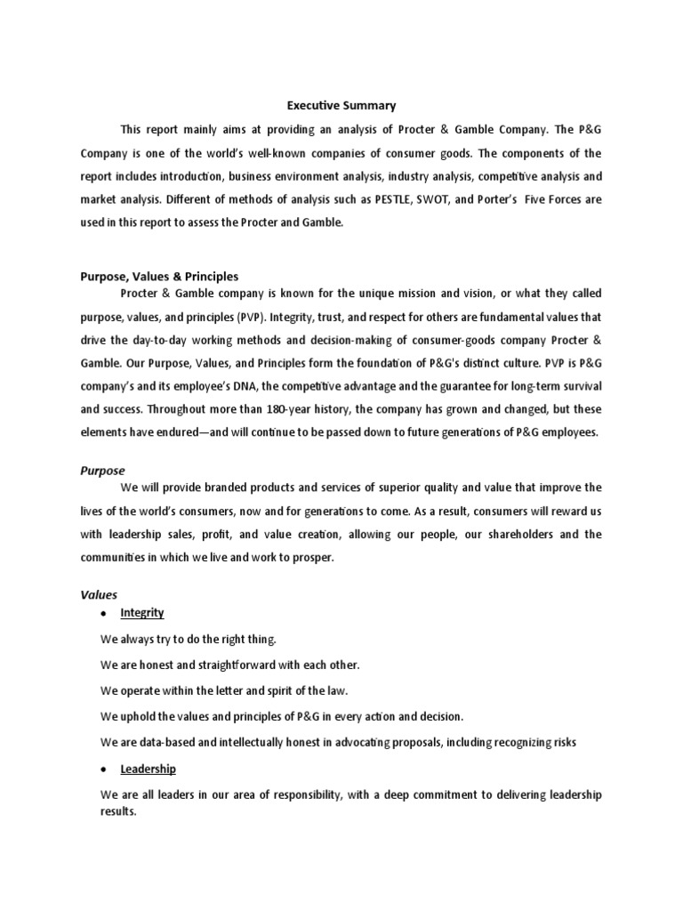 Executive Summary: Purpose | PDF | Supply Chain | Swot Analysis