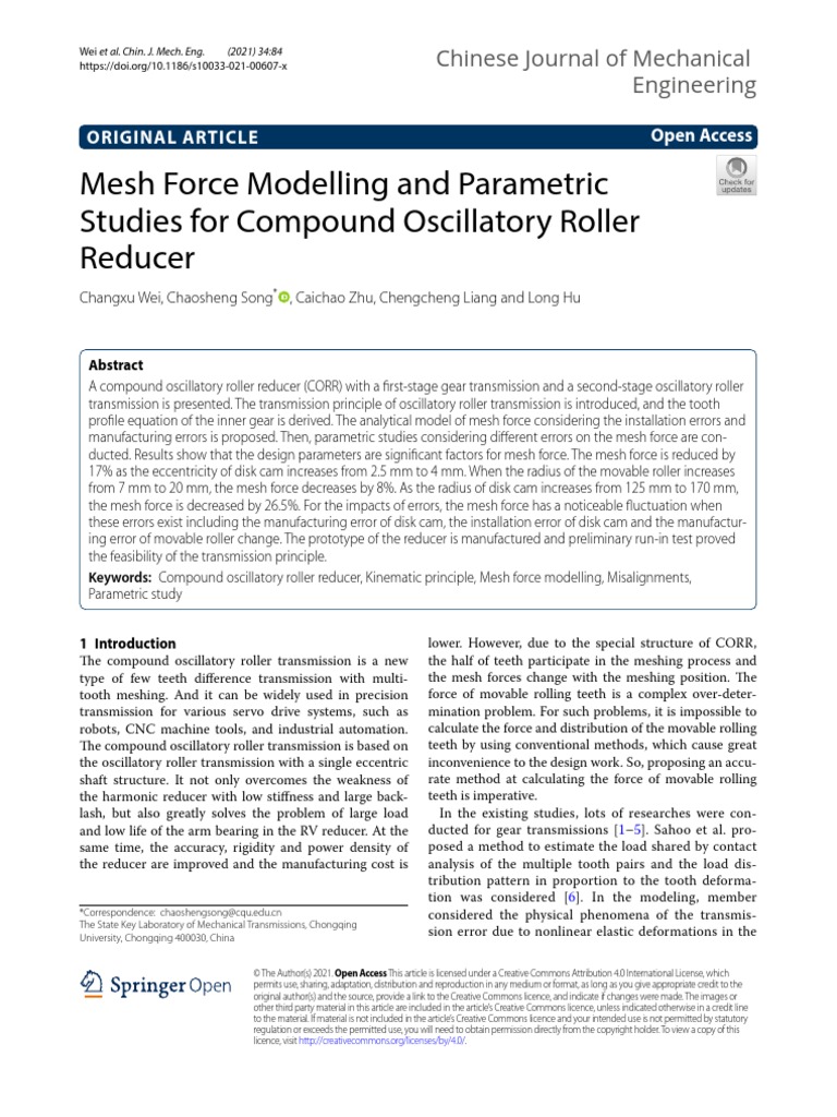 Mesh Force Modelling and Parametric Studies For Compound Oscillatory ...