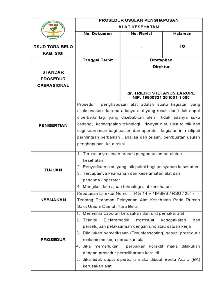 Prosedur Usulan Penghapusan Alkes | PDF