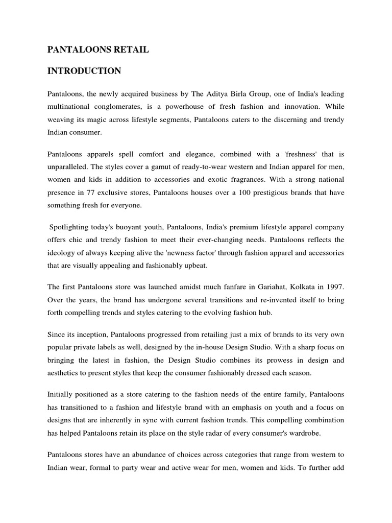 Pantaloons Retail Company | PDF | Internal Control | Audit