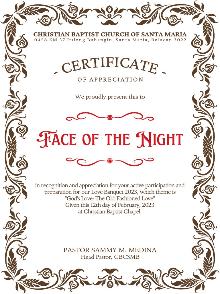Love Banquet 2023 Certificate | PDF | Abrahamic Religions | Christian ...