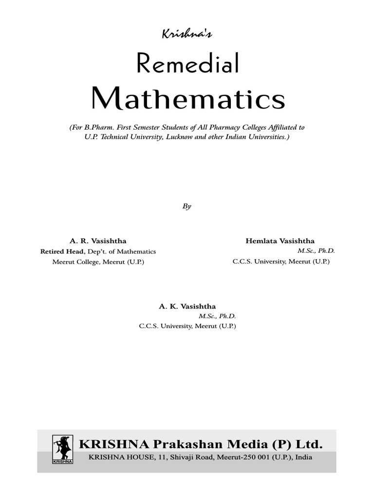 A R Vasishtha Hemlata Vasishtha A K Vasishtha Krishnas Remedial