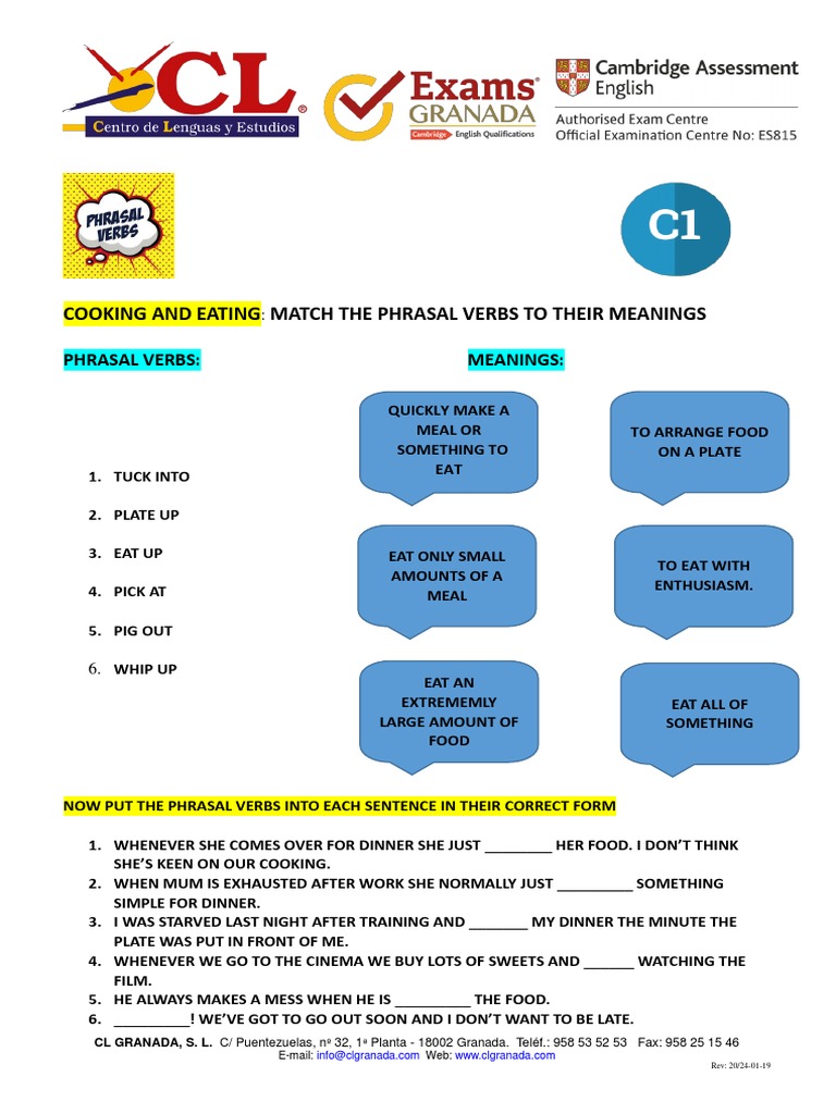 c1 Advanced Cooking Phrasal Verbs | PDF | Meal | Food And Drink