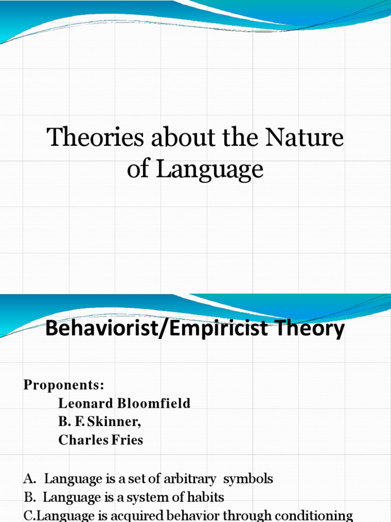 Theories About The Nature of Language | PDF