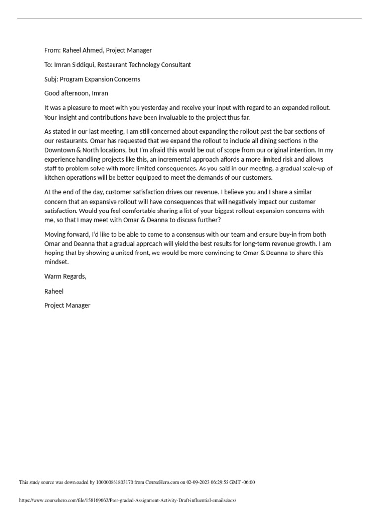 Peer Graded Assignment Activity Draft Influential Emails | PDF | Economies | Business