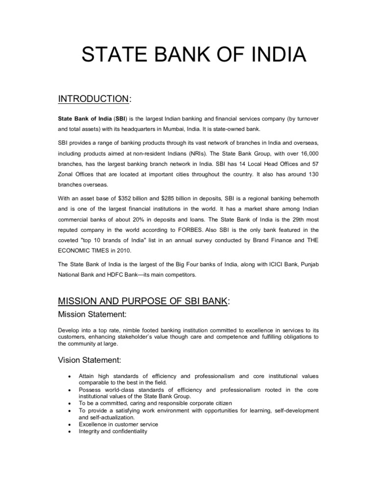 An Overview of the State Bank of India: History, Operations, Products ...