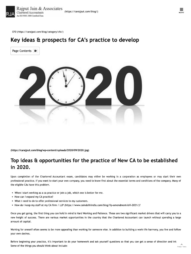 Key Ideas & Prospects For CA's Practice To Develop | PDF